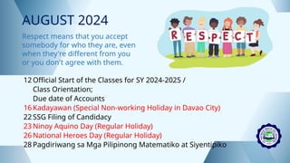 MONTHLY ACTIVITIES SCHOOL YEAR 2024-2025 | PPTX