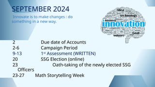 MONTHLY ACTIVITIES SCHOOL YEAR 2024-2025 | PPT
