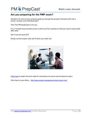 Discount Coupon for The PM Study Coach | PDF
