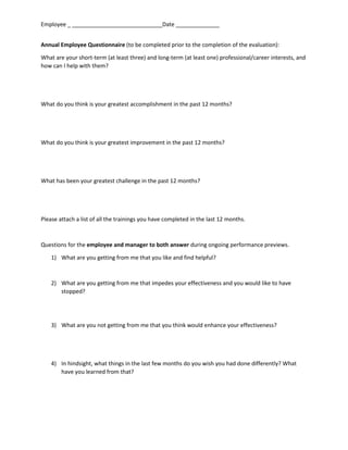 Monthly Employee Checkin | PDF