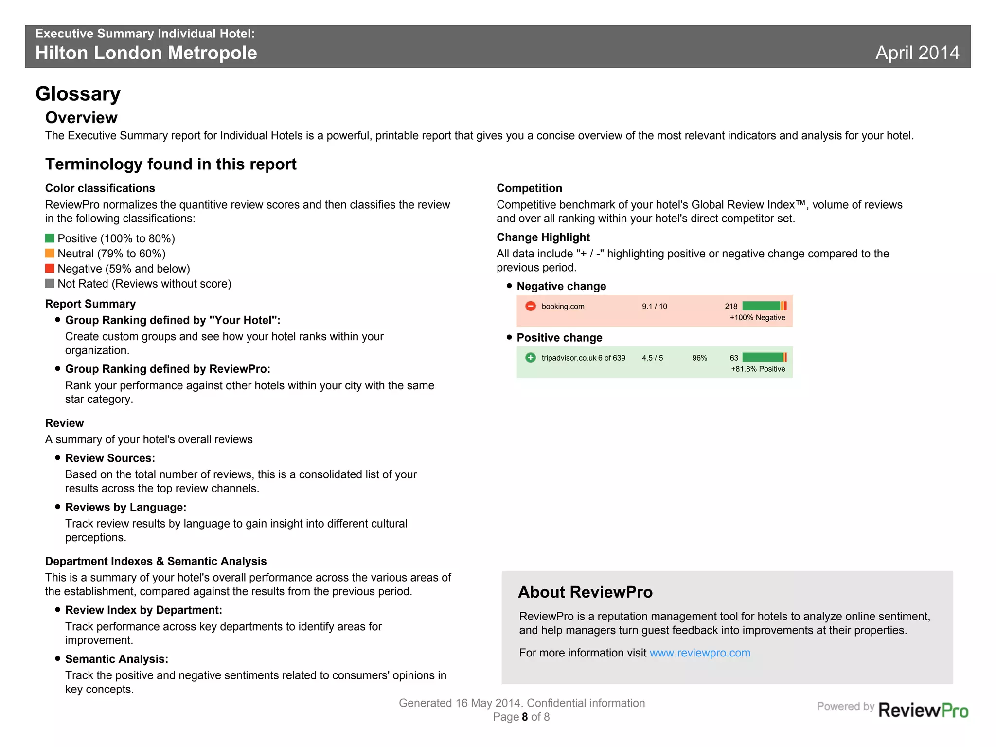 Monthly executive summary hilton london metropole | PDF