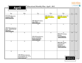 Monthly plan april 2012 | PPT
