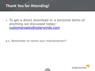 SolarWinds Monthly Product Update: NPM--What's New, What's Coming, and ...