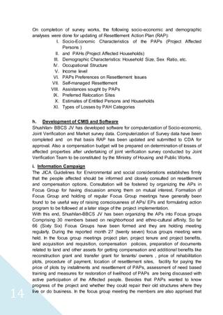 Monthly progress report , Resettlement ,Rehabilitation , Livelihood and Restoration | DOCX