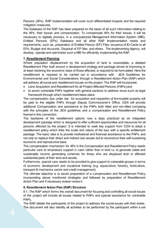 Monthly progress report , Resettlement ,Rehabilitation , Livelihood and Restoration | DOCX