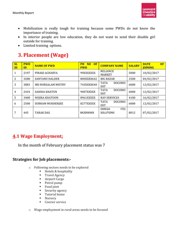 Project Progress Report:Disability Livelihood project | PDF