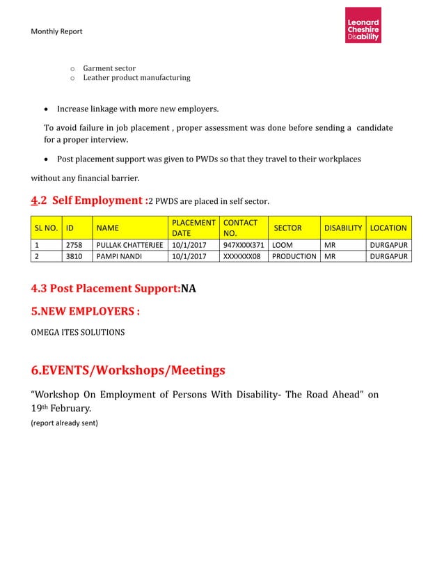Project Progress Report:Disability Livelihood project | PDF