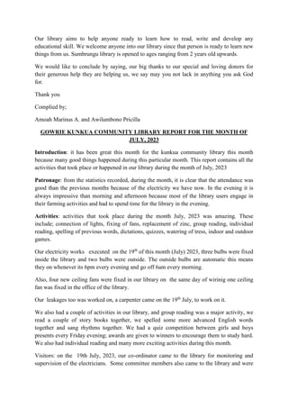 MONTHLY REPORT OF Ghana LIBRARY FOR THE MONTH OF JULY.pdf