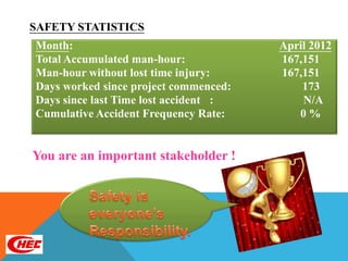 Monthly safety report apr 2012 | PPTX | Death, Injury, or Military ...