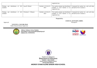 MONTHLY SUPERVISORY PLAN.docx SCHOOL YEAR 2023-2024 | DOCX