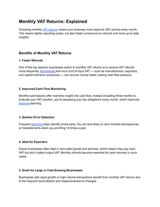 Monthly vs Quarterly VAT Returns: Choosing the Right VAT Return Frequency for Your Business | PDF