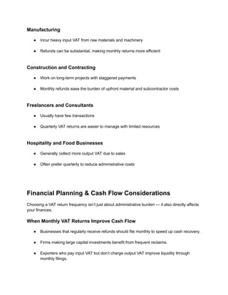 Monthly vs Quarterly VAT Returns: Choosing the Right VAT Return Frequency for Your Business | PDF