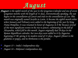 History of Months | PPT