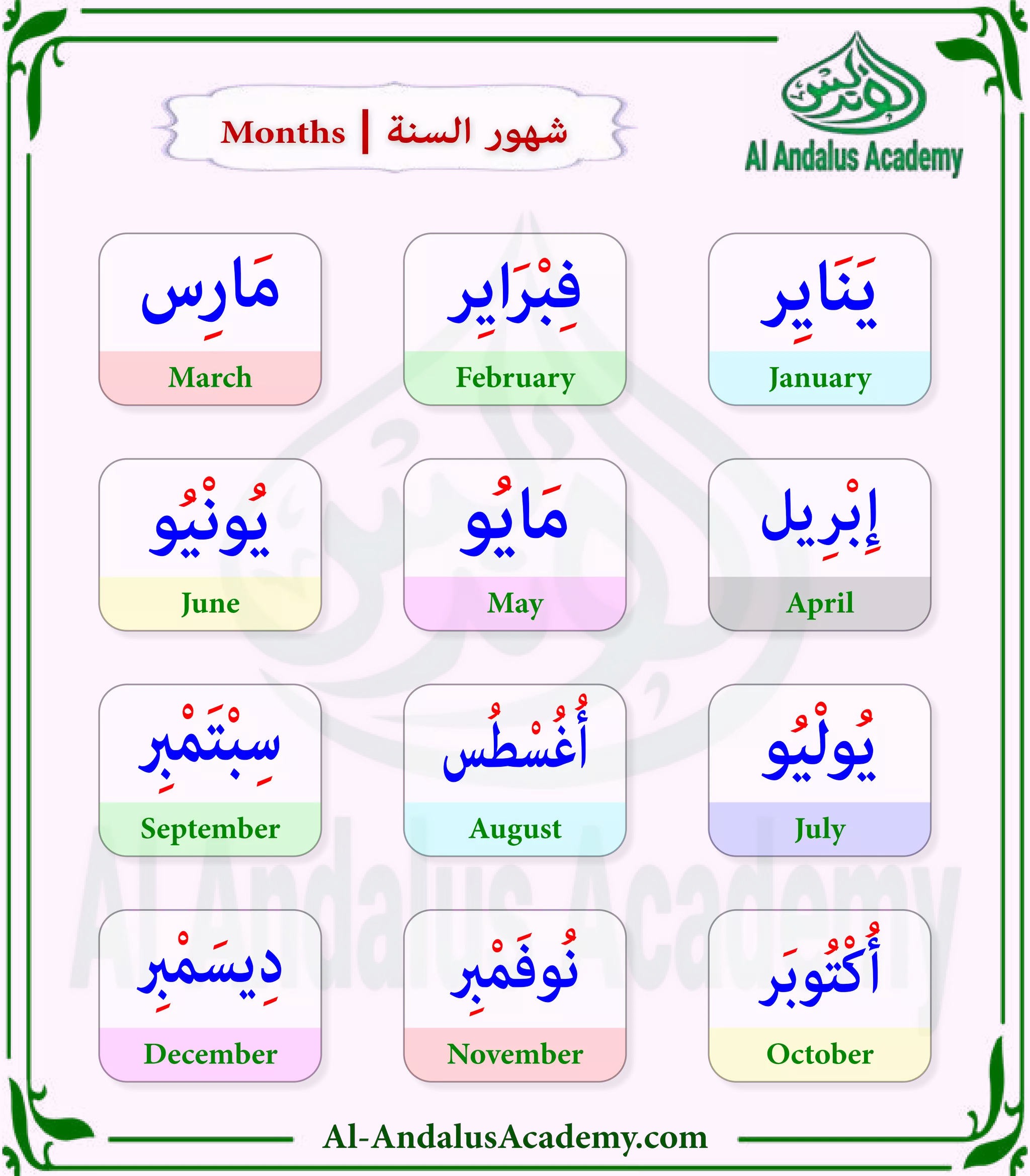 Months in Arabic | PDF | Islam | Religion & Spirituality