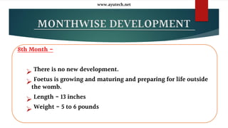 Monthwise fetal development (मासानुमासिक गर्भ वृद्धी) | PDF
