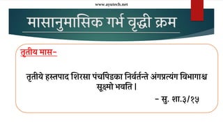 Monthwise fetal development (मासानुमासिक गर्भ वृद्धी) | PDF