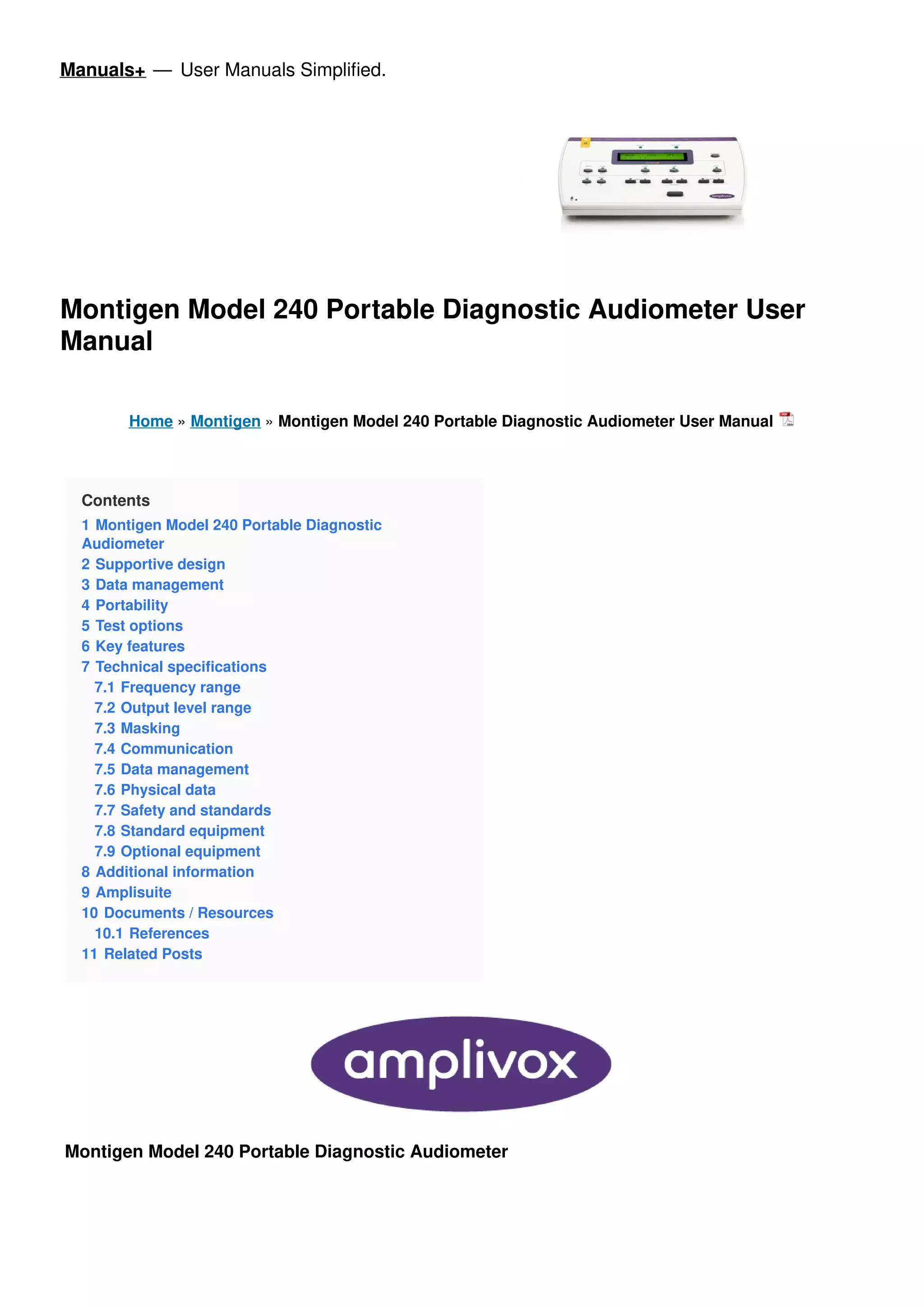 Montigen Model 240 Portable Diagnostic Audiometer User Manual.pdf