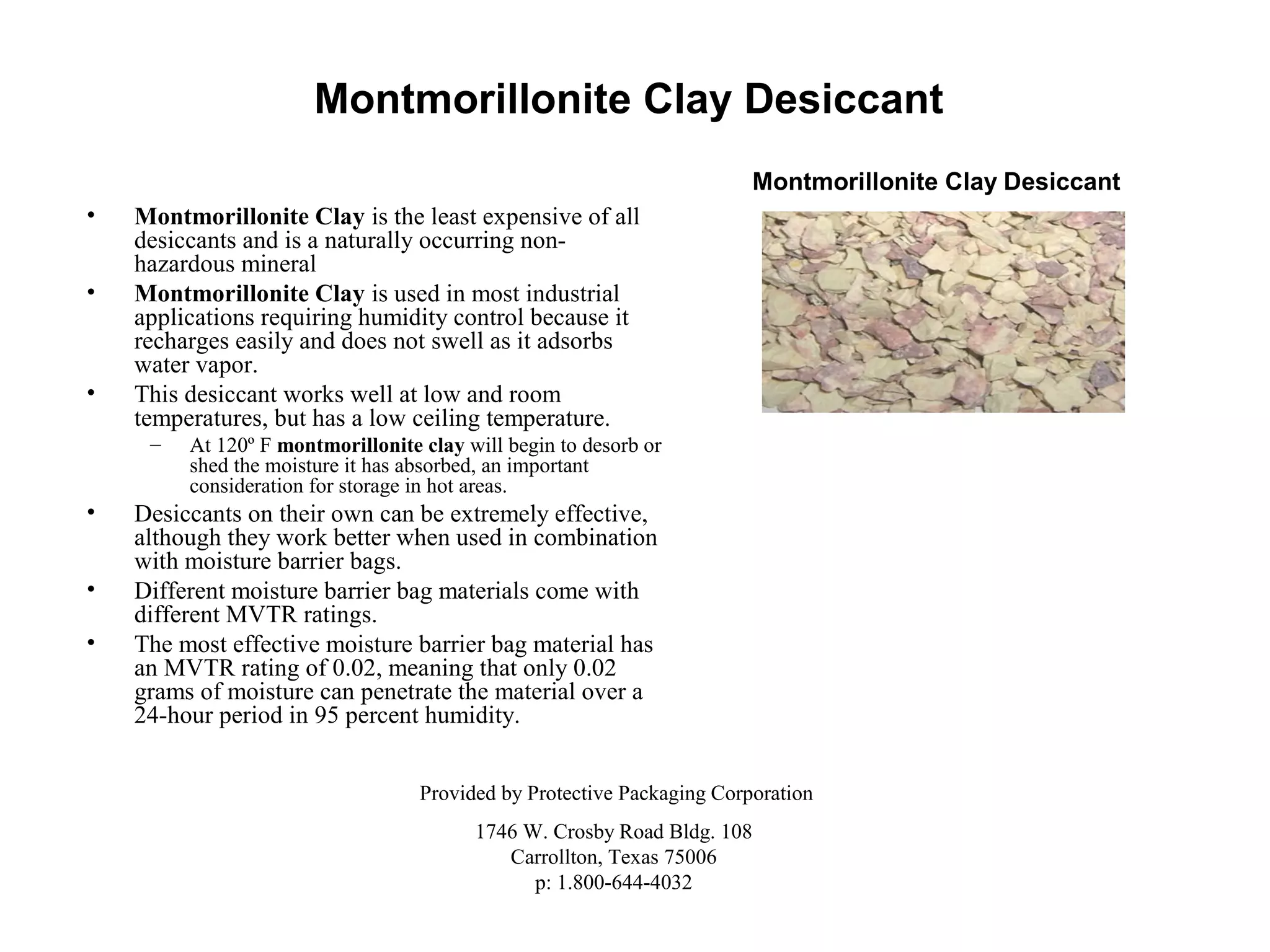 Montmorillonite Clay Desiccant | PPT