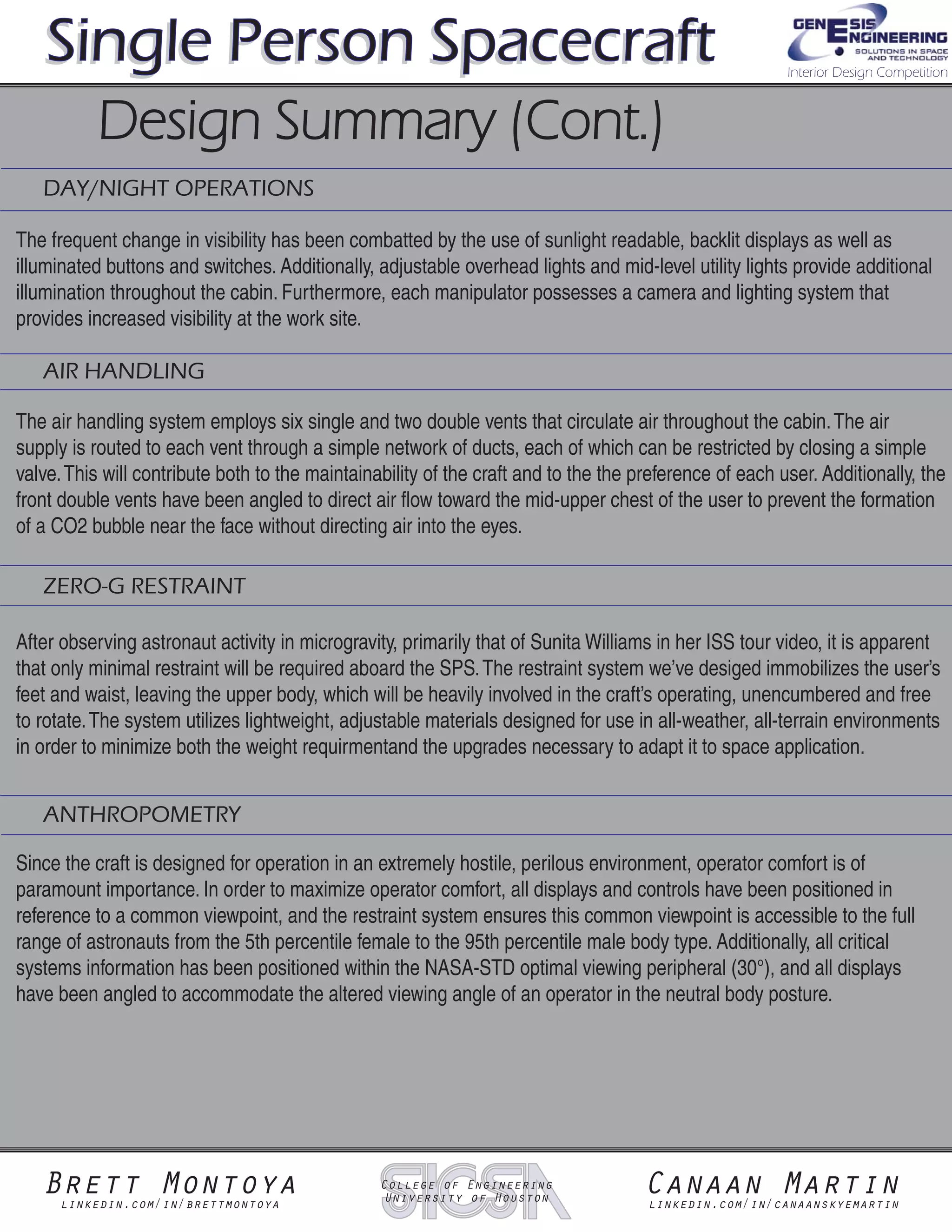 Genesis Engineering's Single Person Spacecraft Interior Design ...