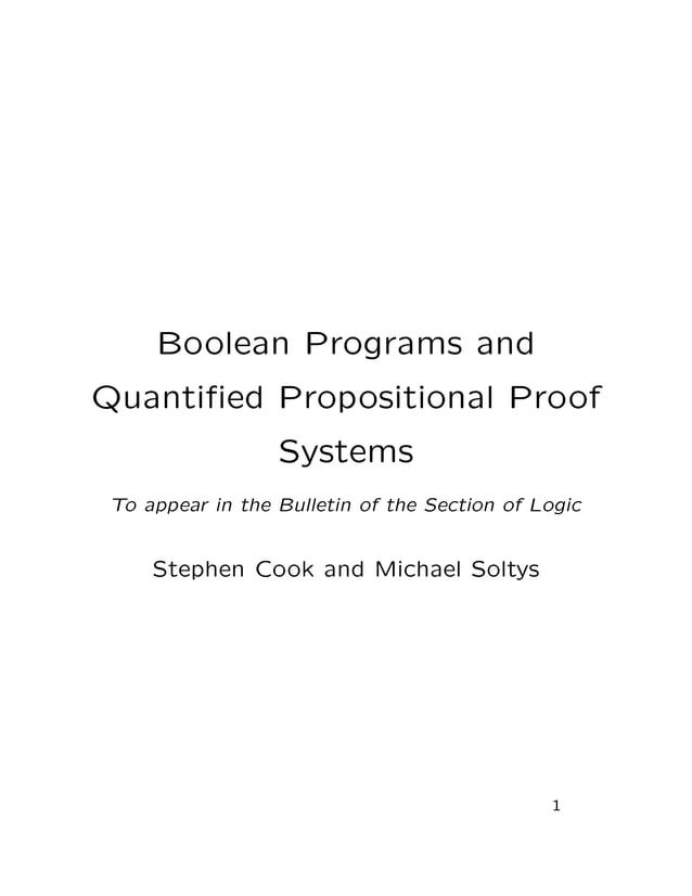 Boolean Programs and Quantified Propositional Proof System - | PDF