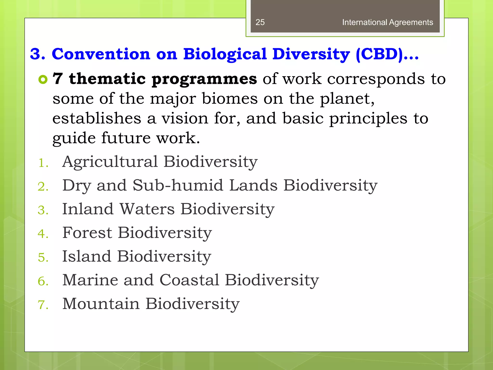 Montreal protocol, Kyoto protocol & Convention on Biological Diversity ...