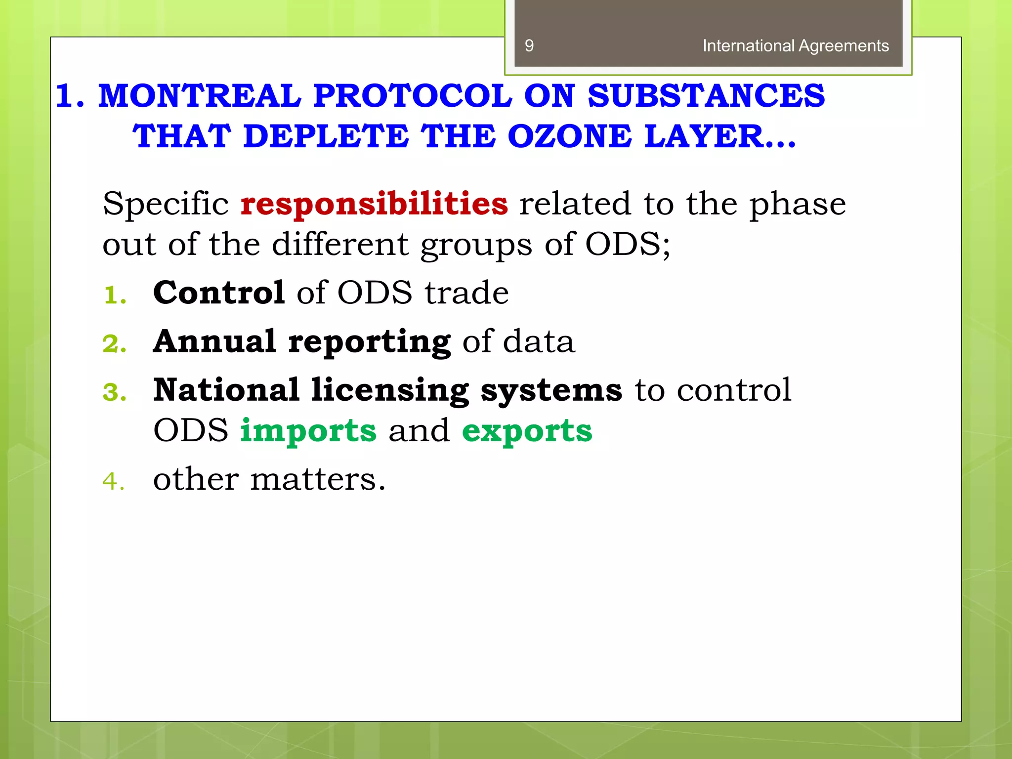 Montreal protocol, Kyoto protocol & Convention on Biological Diversity ...