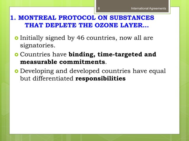Montreal protocol, Kyoto protocol & Convention on Biological Diversity ...