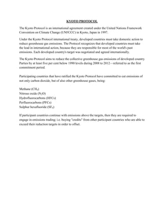 Montreal kyoto protocols | DOCX