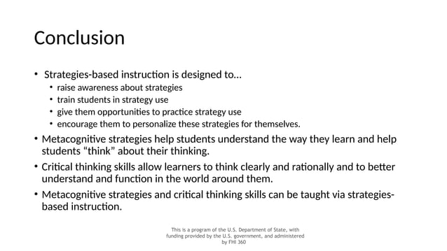 Moocmodule 2strategybasedinstructionmetacognitioncriticalthinking 1120 1pptx 5719