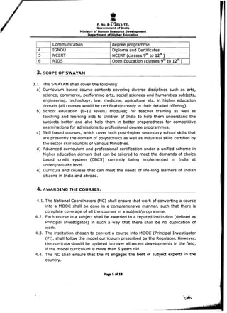 Guidelines for Swayam: India's MOOC Platform | PDF