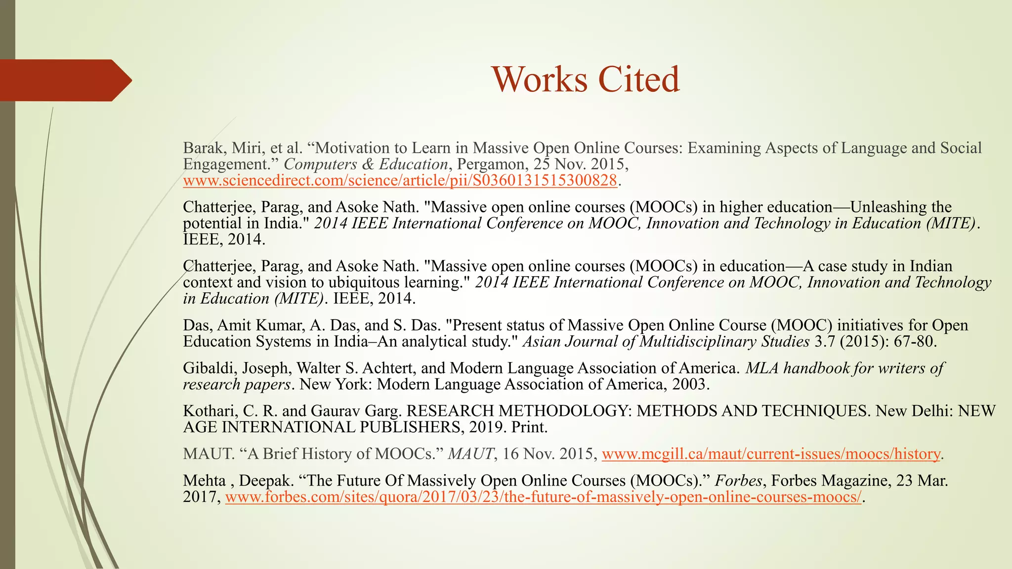 MOOCs Past Present and Future in India | PPTX