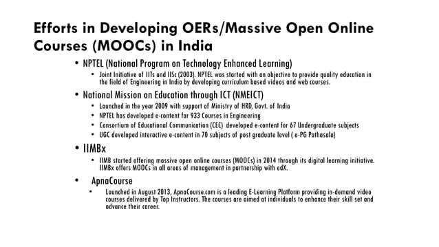MOOCs in indian context: An Overview | PPT