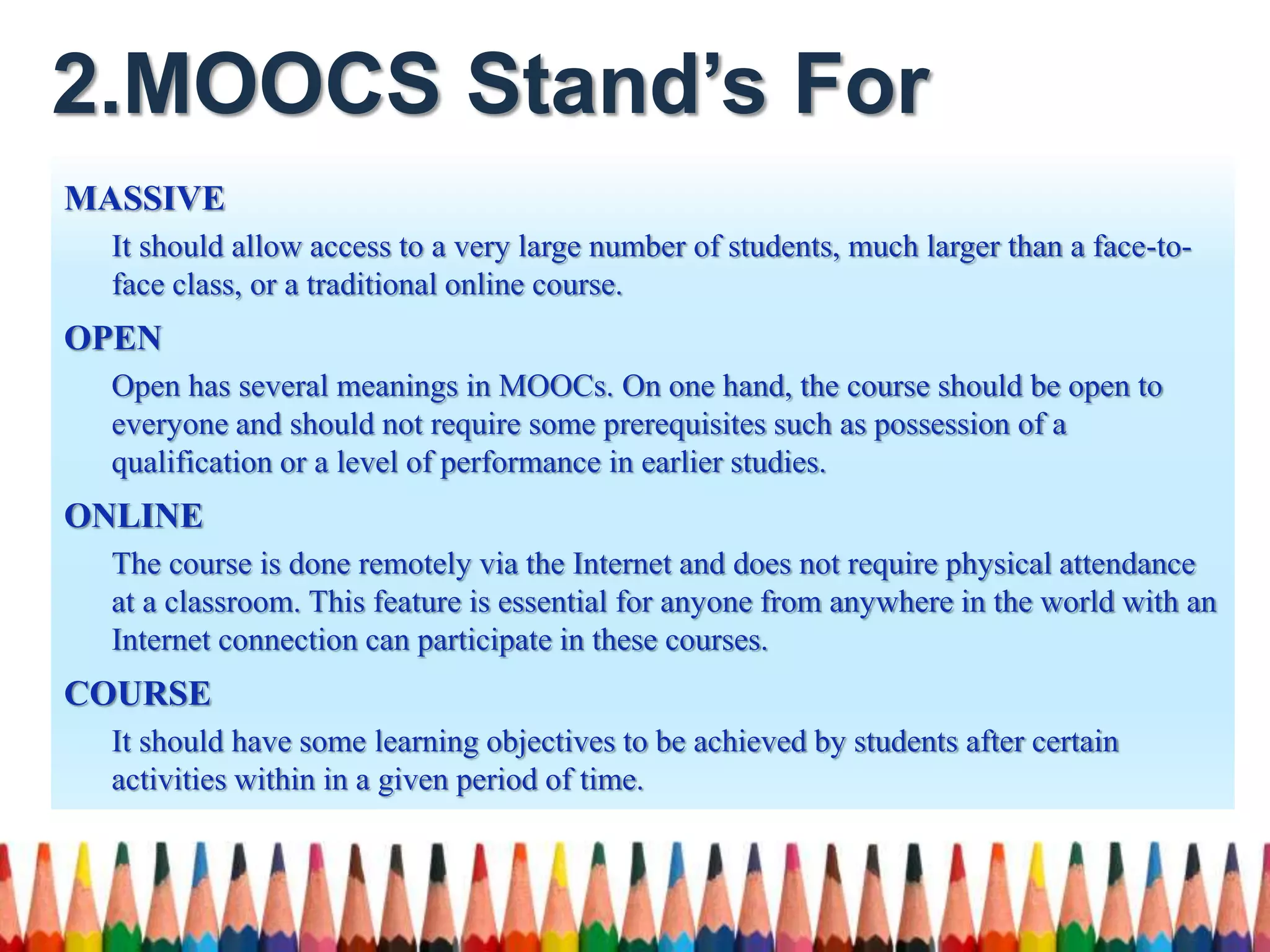 MoocS IN INDIA AND ITS PROSPECTIVE. GOALS | PPSX
