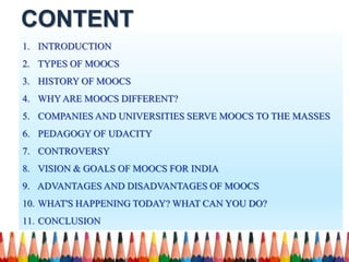 MoocS IN INDIA AND ITS PROSPECTIVE. GOALS | PPT