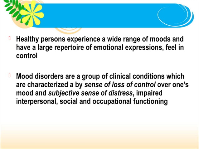 MOOD DISORDERS | PPT | Mental Health | Diseases and Conditions