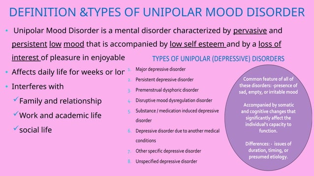 MOOD DISORDERS - UNIPOLAR DISORDERT.pptx