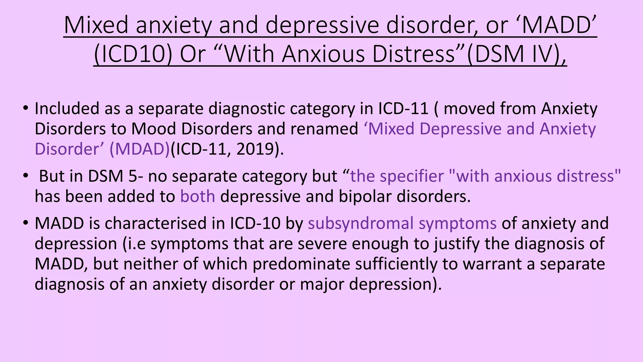 Mood disorders DSM 5 and ICD 11 | PPTX