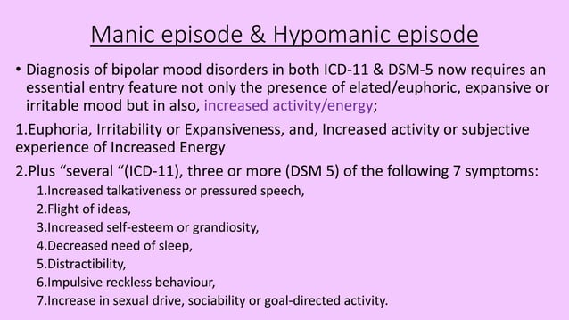 Mood disorders DSM 5 and ICD 11 | PPTX | Mental Health | Diseases and ...