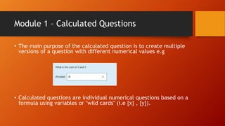 Moodle question types 01 - Calculated Questions | PPT
