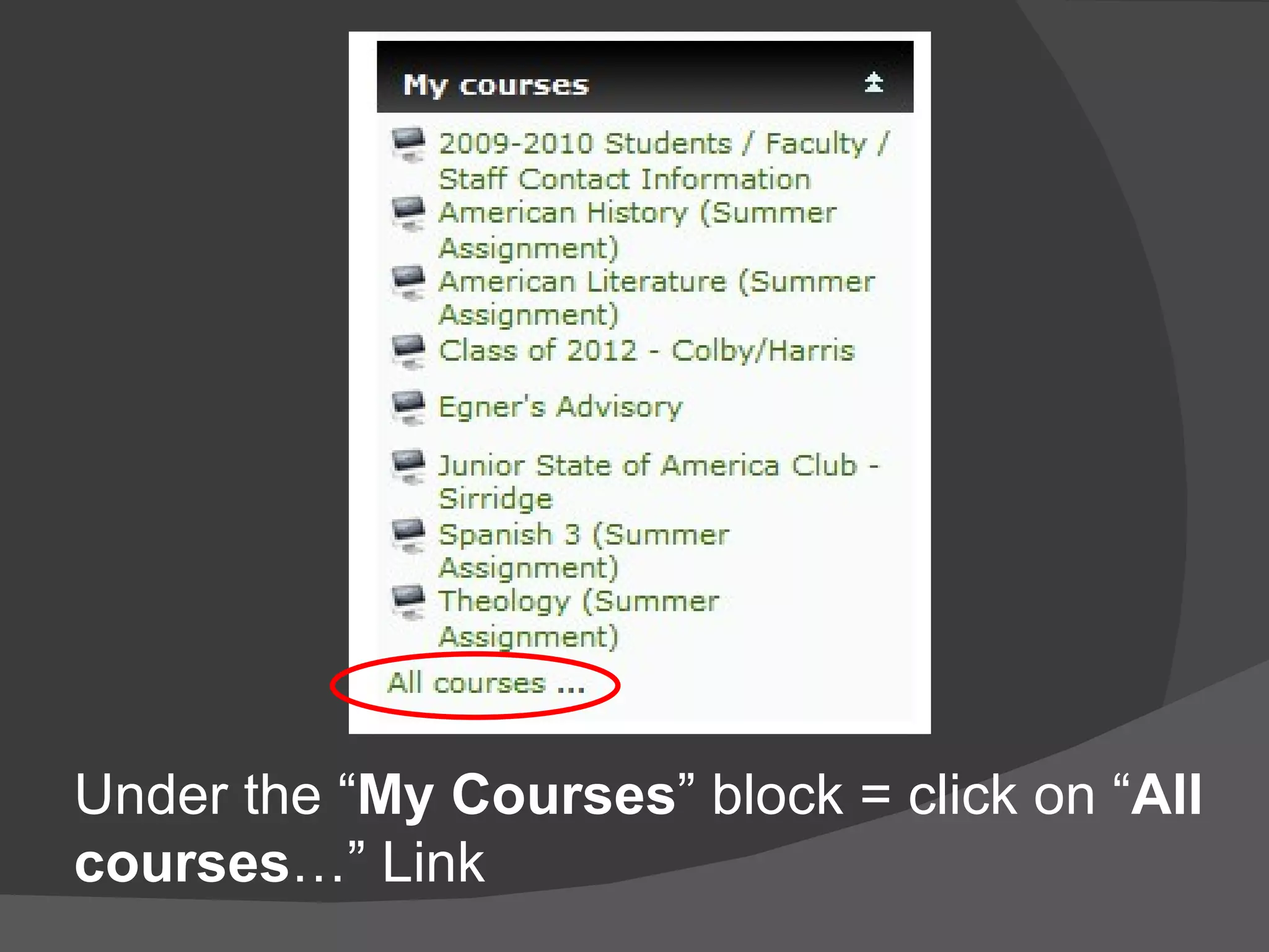 Moodle student enrollment 2010 | PPT