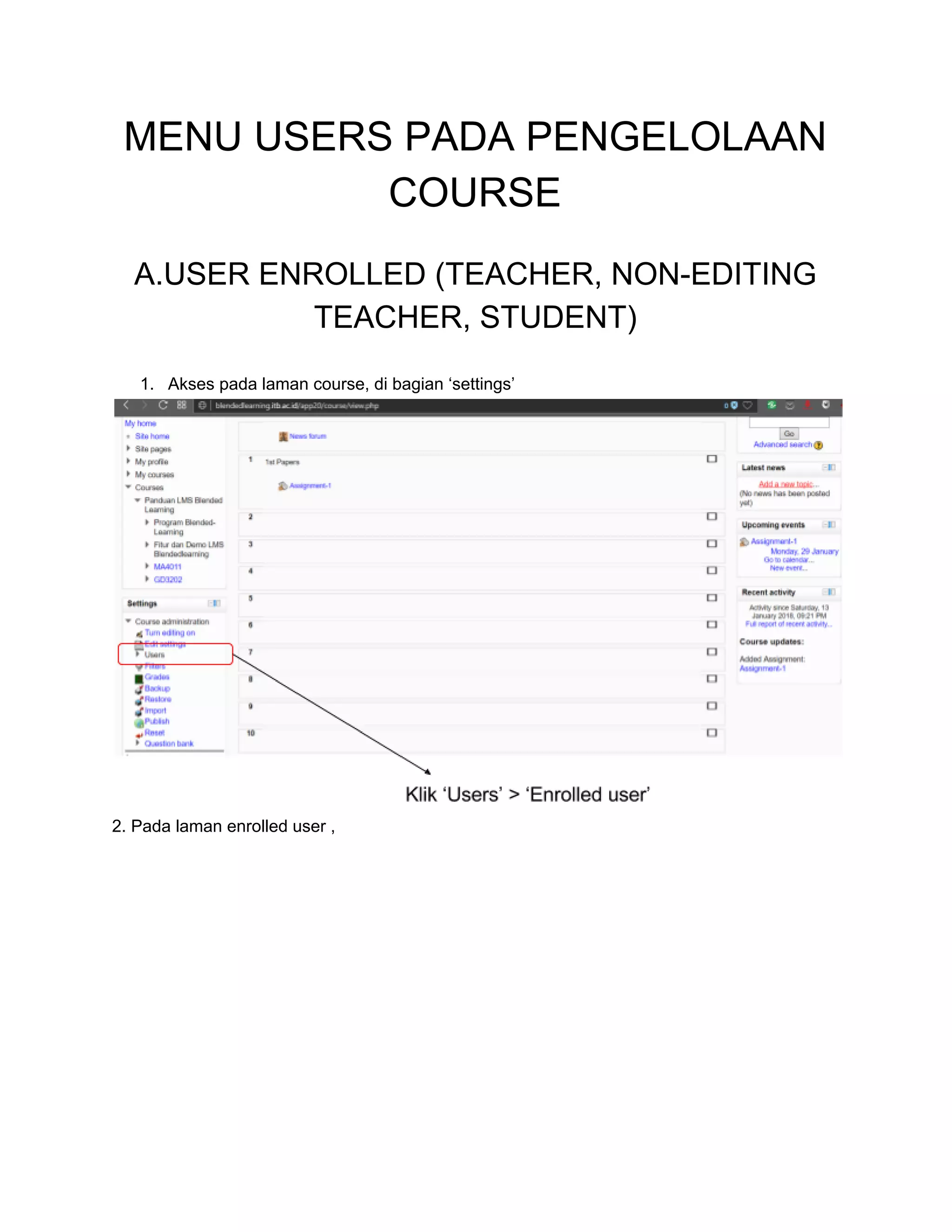 Moodle 2 course users settings | PDF