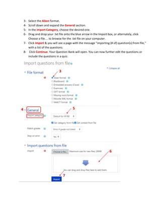 Moodle 3.8 quiz creation and editing | PDF