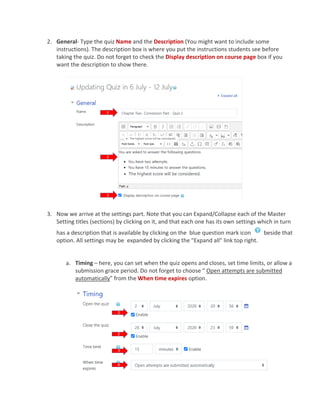 Moodle 3.8 quiz creation and editing | PDF