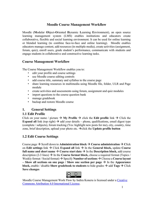 Moodle course management workflow | PDF