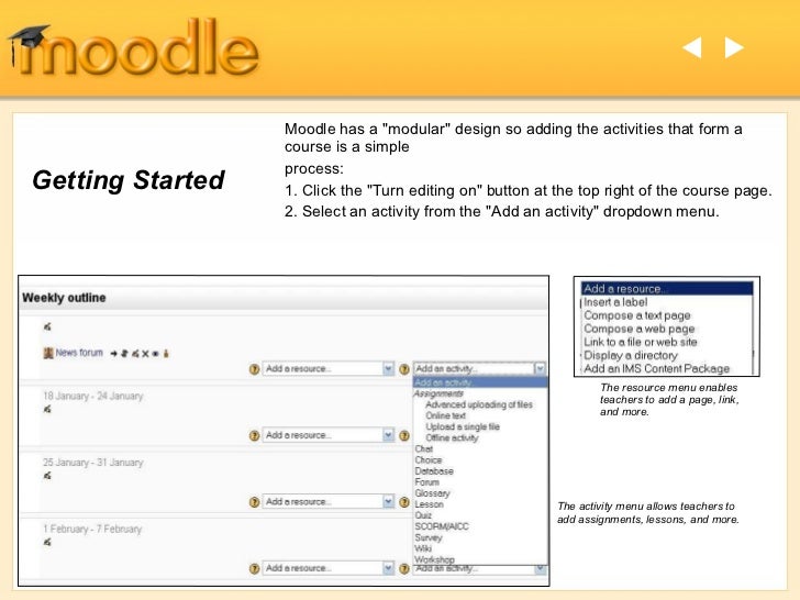 Moodle features 1.9