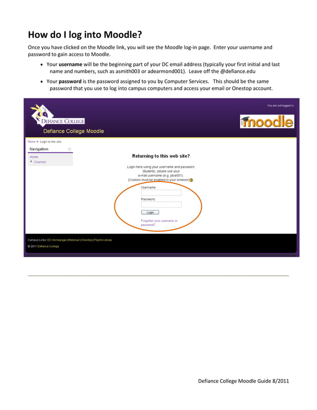 Moodle first time use for students | PDF