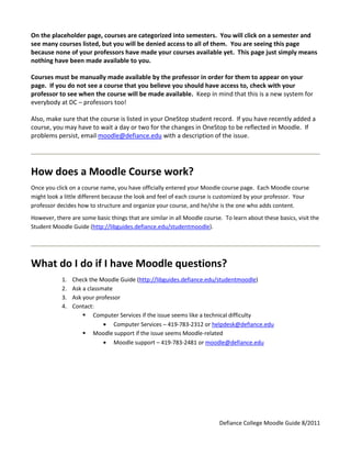 Moodle first time use for students | PDF