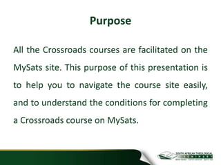 Moodle Guide for Crossroads Students | PPTX