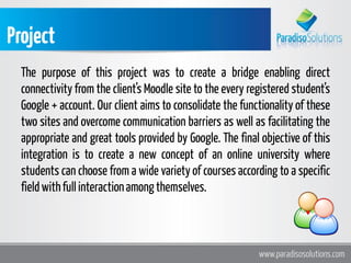 Moodle & Google+ Integration Paradiso Solutions | PDF | Computer Software and Applications ...