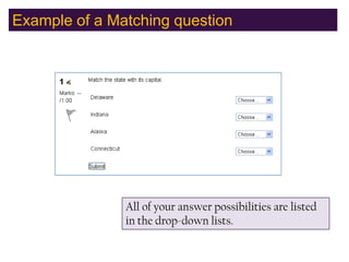 Moodle matching quiz question | PPT